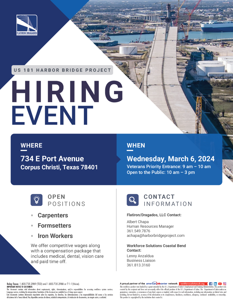 Harbor Bridge Project Hiring Event - Workforce Solutions Coastal Bend